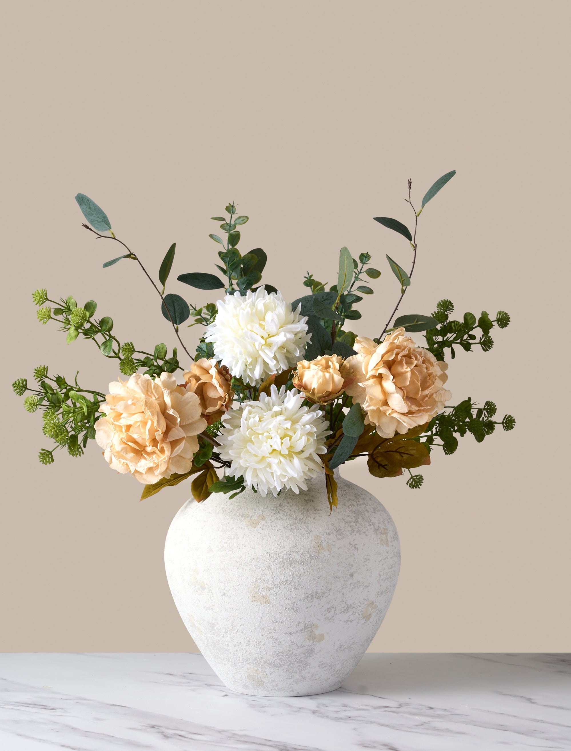 Faux Arrangement - Cream Peony & Eucalyptus – contempee