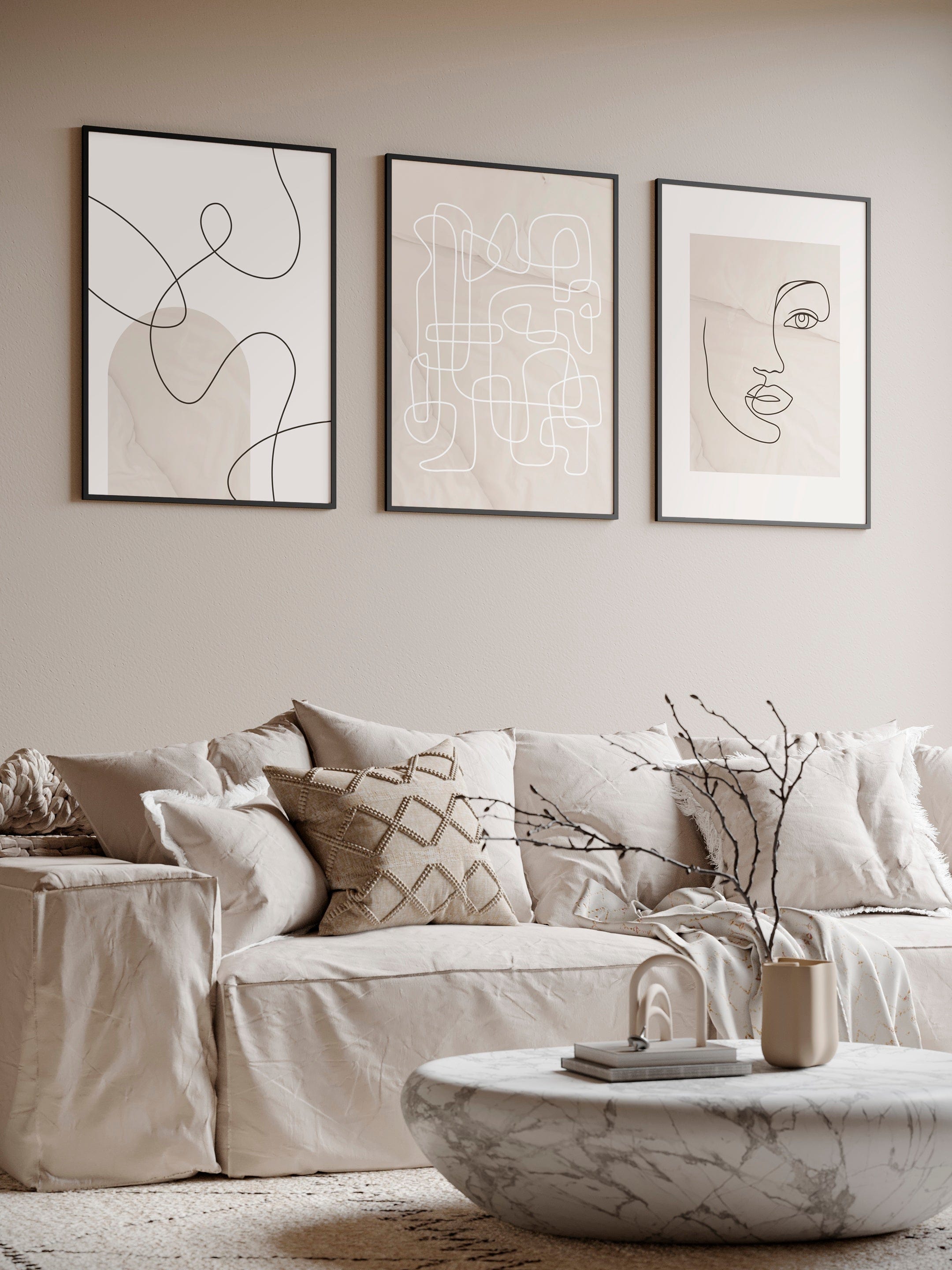 3 Print Gallery Wall - 'Line Art Inspired' – contempee