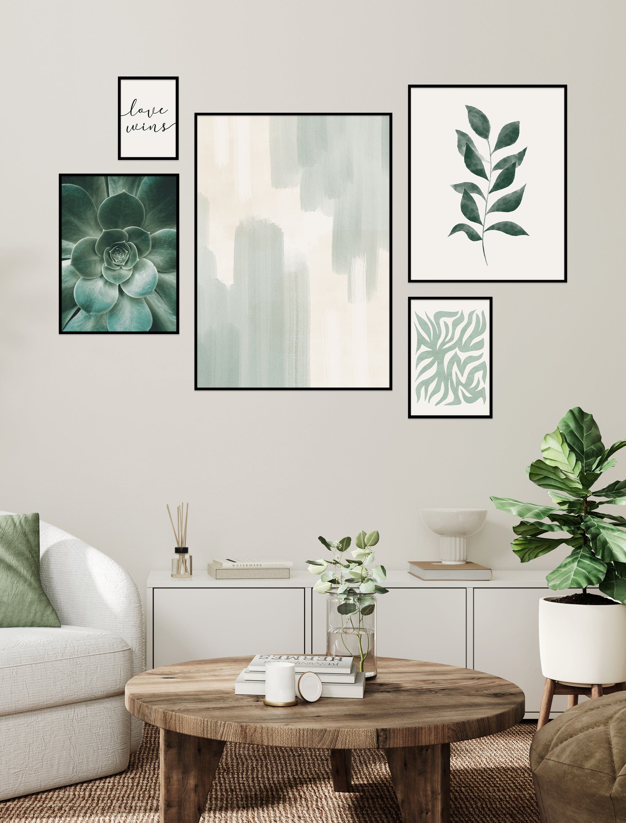 5 Print Gallery Wall - 'Meadow Green' – contempee